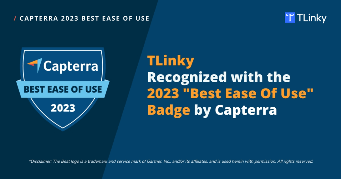 Tlinky Recognized With The 2023 Best Ease Of Use Badge From Capterra Tlinky 0242