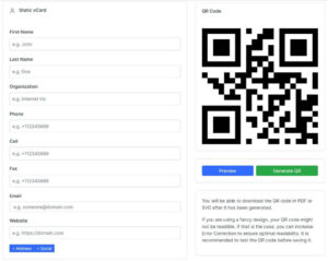 Free Contact QR Code Generator - TLinky
