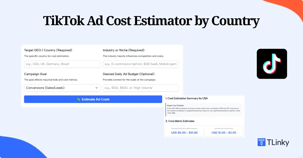TikTok Cost Estimator by Country | International Planner - TLinky